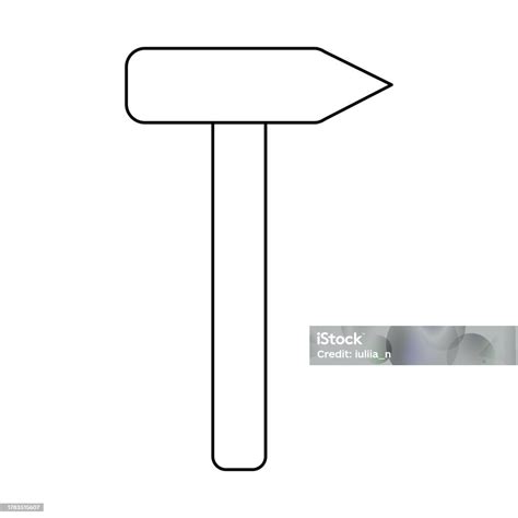 망치 아이콘 집 수리를 위한 핸디맨 도구 색칠하기 책을 위한 낙서 스타일 플랫 벡터 개요 가정용 장비에 대한 스톡 벡터 아트 및