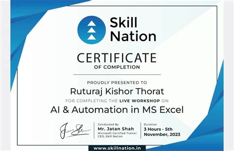 Thanking Skillnation For Chat Gpt Ai Ms Excel Workshop Ruturaj Thorat