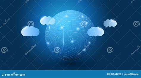 Abstract Blue Cloud Computing Networks Telecommunications Concept Design With Mesh Glowing