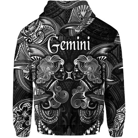 Gemini Zodiac Polynesian Zip Hoodie Unique Style Black Lt8