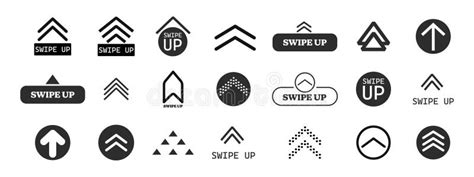Swipe Up Slide Arrow Button Scroll Ui Icon Interface Simple Sign Set Of Buttons For Social