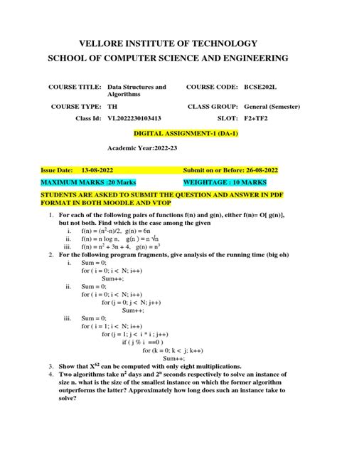 Dsa Da 1 F2 Slot Pdf Time Complexity Mathematical Logic