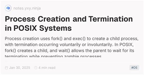 Process Creation And Termination In Posix Systems