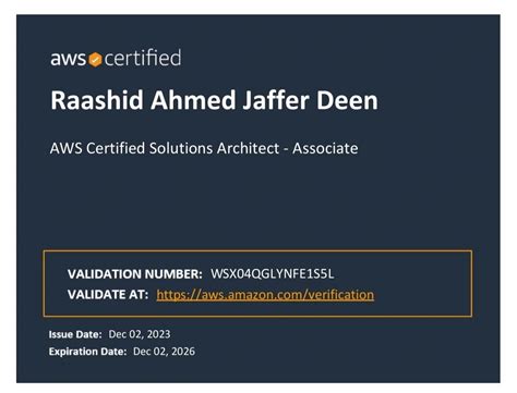 Raashid Ahmed On Linkedin I Have Completed Aws Certification For Solutions Architect Associate