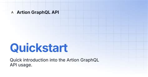 Quickstart Artion Graphql Api