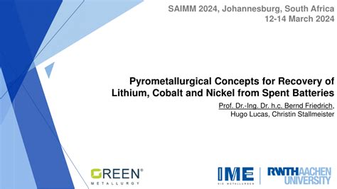 Pdf Pyrometallurgical Concepts For Recovery Of Lithium Cobalt And Nickel From Spent Batteries