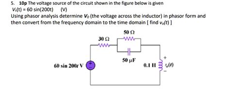 5 10p the voltage source of the circuit shown in the figure below is
