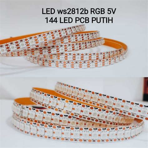 Jual LED Ws2812b RGB 144 LED 5VOLT PCB PUTIH GRADE A Harga Untuk 1 Meter Shopee Indonesia