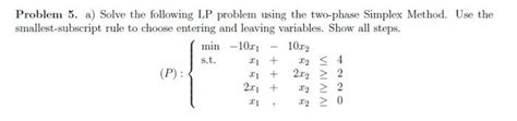 Solved Problem 5 A Solve The Following Lp Problem Using