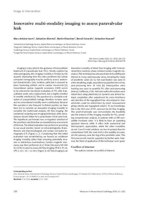 Pdf Innovative Multi Modality Imaging To Assess Paravalvular Leak