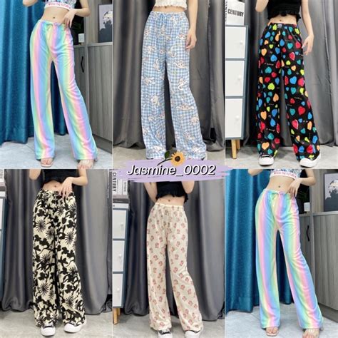 พร้อมส่ง กางเกงขายาวเอวสูงเอวสม็อตลายมัดย้อมลายหัวใจน่ารักแฟชั่นสุดฮิต Shopee Thailand