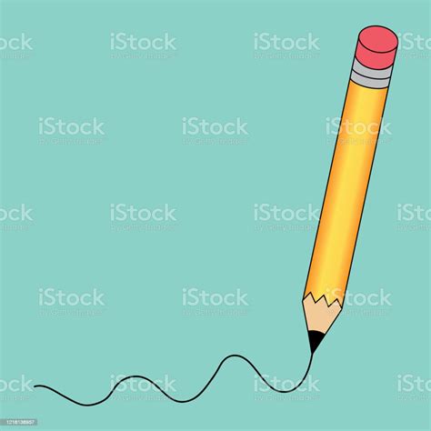 연필 고립 된 녹색 배경에 검은 색 선을 쓰는 노란색의 벡터 아이콘입니다 텍스트의 공간을 복사합니다 일러스트 Eps10 개념에 대한 스톡 벡터 아트 및 기타 이미지 Istock