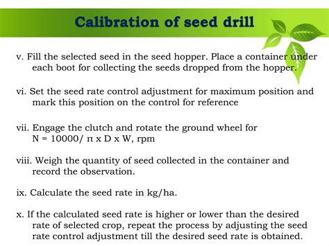 Day 10 Calibration Adjustment Of Seed Drill Planter And Sprayer