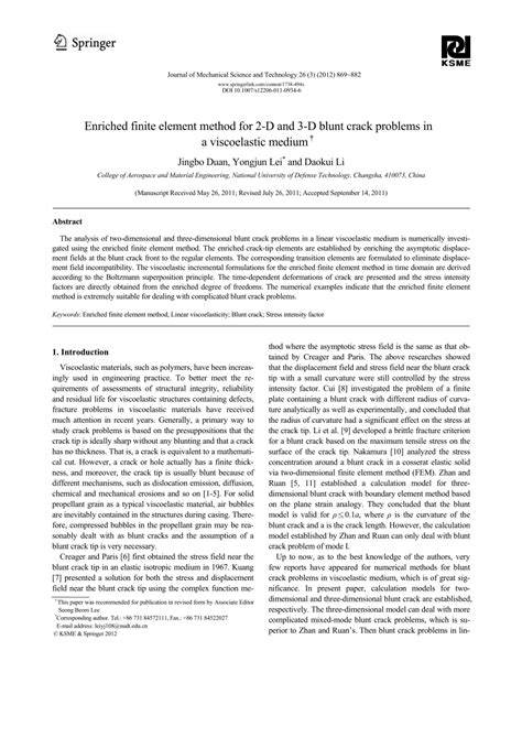pdf enriched finite element method for 2 d and 3 d blunt crack