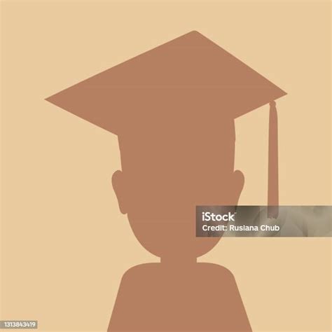 정사각형 학술 모자를 쓰고 대학원생 베이지 색 브라운 톤의 실루엣 고등 교육 기관의 젊은 남자 학생 대학 종교 교육원 학교에서 졸업 저녁 벡터 갈색에 대한 스톡 벡터 아트