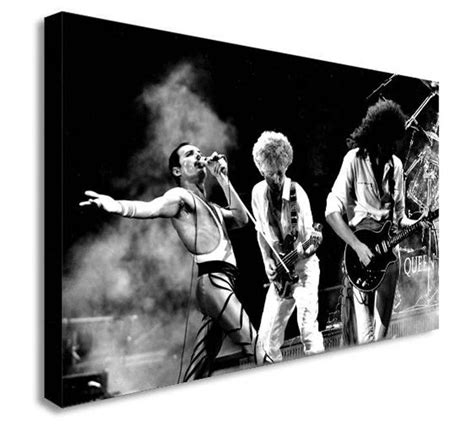 Queen Rock Band Live Black And White Canvas Wall Art Print Etsy