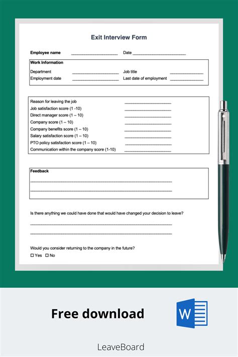 Free Employee Exit Interview Template Free Printables