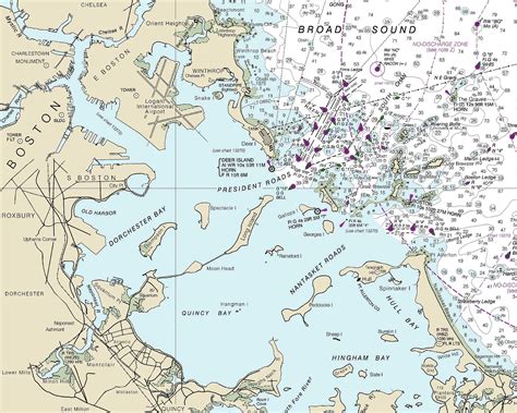 Massachusetts Bay 2013 Nautical Map Boston Cohasset Marblehead
