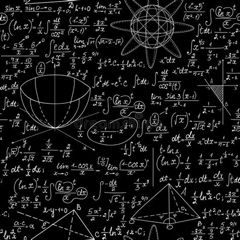 Mathematical Vector Seamless Pattern With Geometrical Plots Formulas And Calculations Endless
