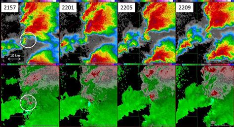 Ktlx Wsr 88d Reflectivity Top And Radial Velocity Bottom At 05° Download Scientific