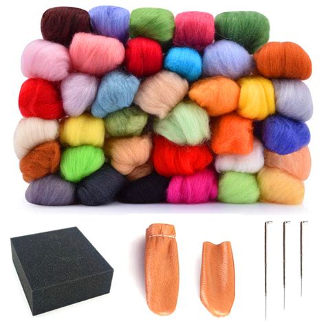 40 Color Felting Wool Roving 3g Per Color With 3 Needles 2 Leather