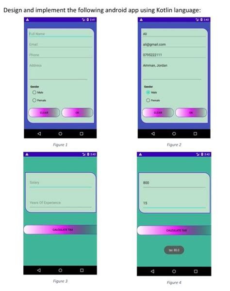 Solved Design And Implement The Following Android App Using