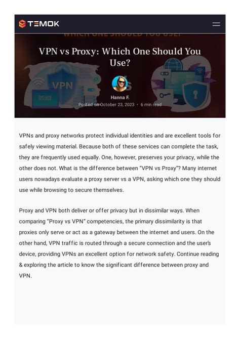 VPN Vs Proxy Which One Should You Use PDF