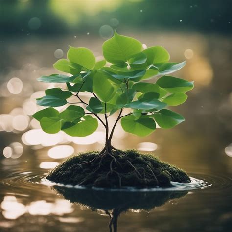 Premium Ai Image Nature Growth Tree Plant Leaf Water Root Generative By Artificial Intelligence