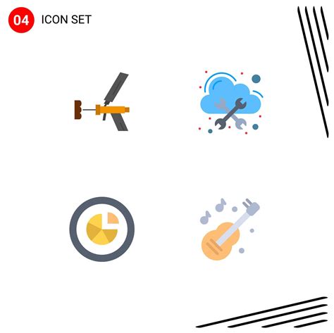 Editable Vector Line Pack Of 4 Simple Flat Icons Of Foamgun Management Foam Gun Analytics