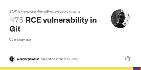 Rce Vulnerability In Git · Issue 75 · Saprisk Explorer For Software Supply Chains · Github