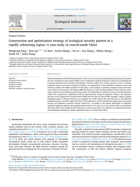 Pdf Construction And Optimization Strategy Of Ecological Security