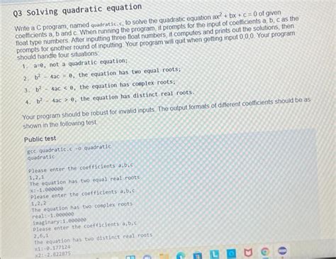 Solved 2 6² Q3 Solving Quadratic Equation Write A C