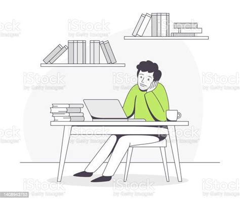 집에서 노트북에 앉아있는 젊은 남자와 프리랜서 원격 작업 벡터 일러스트 레이 션 개념에 대한 스톡 벡터 아트 및 기타 이미지 개념 남자 노트북 Istock