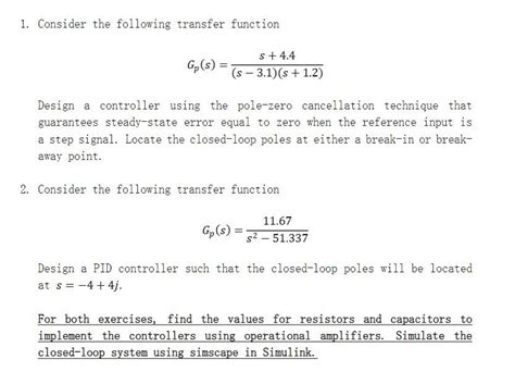 solved 1 consider the following transfer function