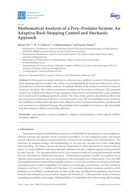 Pdf Mathematical Analysis Of A Preypredator System An Adaptive Back