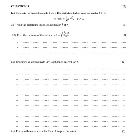 Let X1 … Xn Be An I I D Sample From A Rayleigh