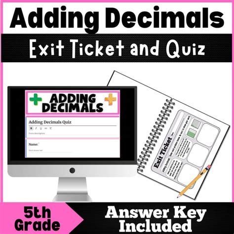 Adding Decimals Word Problems Exit Ticket And Quiz TPT