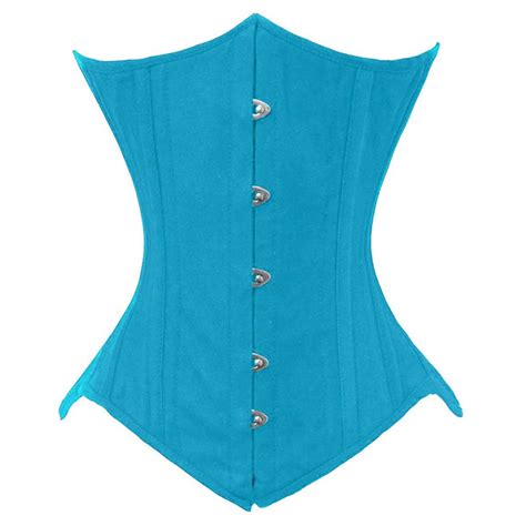 Corsets Double Steel Boned Underbust Sky Blue Best Cotton Dc 516