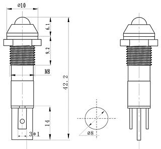 36v Red Led New Converx Head 8mm Metal Led Pilot Indicator Led Indicator