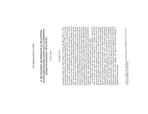 Pdf Developing Mathematical Reasoning In English Second Language Classrooms Based On Dialogic