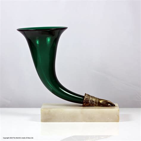 Victorian Bristol Green Glass Cornucopia Vase On A Marble Etsy