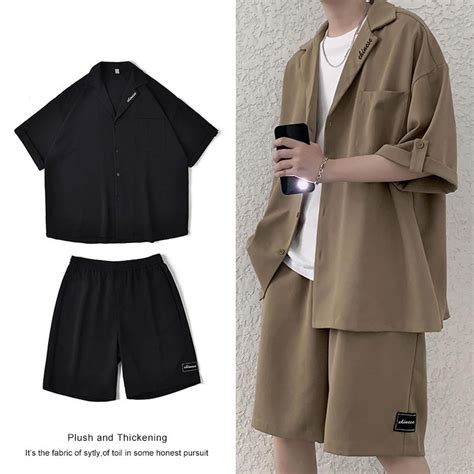 Q1072817 반팔셔츠 반바지 세트 남자 투피스 여름 캐주얼 데일리룩 루즈핏 Jiktem