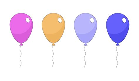 Premium Vector Floating Air Balloons 2d Linear Cartoon Objects Set