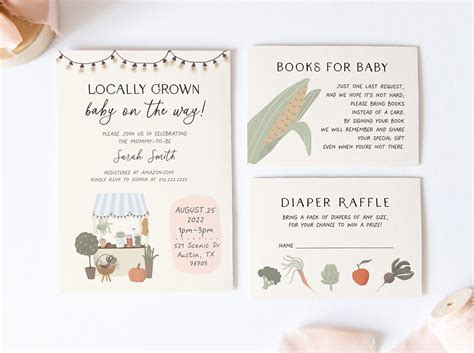 Locally Grown Baby Shower Invitation Set Farmer S Market Baby Shower