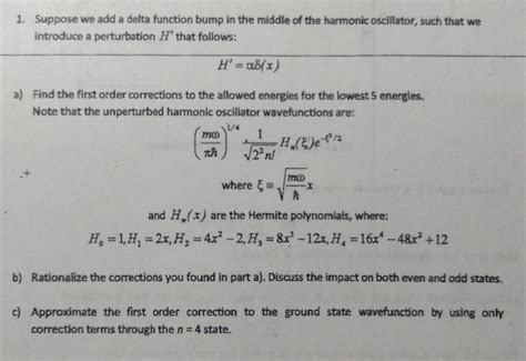 Solved 1 Suppose We Add A Delta Function Bump In The Middle