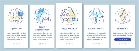 Plastic Surgery Procedures Onboarding Mobile App Page Screen With Linear Concepts Five