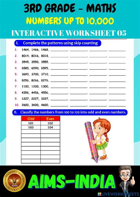 3rd Grade Math Interactive Numbers Worksheet