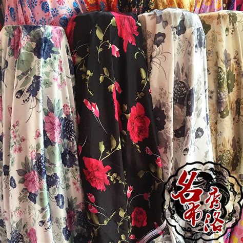 모조 실크 프린트 새틴 패브릭 천 모란 의류 드레스 안감 Cos 스카프fabric Clothprinted Satinsatin Fabric Aliexpress