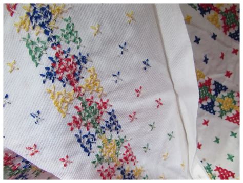 Fabric Peasant Style Design Colorful X Stitch Striped Primary Colors Ruby Lane