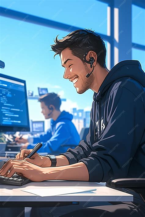 Premium Vector South Asian Male Software Developer In His 20s Writing